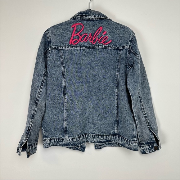 Barbie | Jackets & Coats | Barbie Blue Jean Jacket With Pink Logo ...